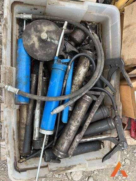 Pallet of Grease Guns, Oil Filters Jumper Cables Manifold Tile Adhesive ...