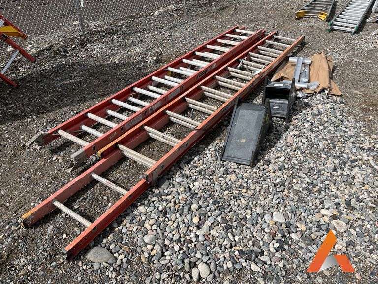 (2) extension ladders/ Pivot Ladder Tool/(2) “unused” ladder jacks ...