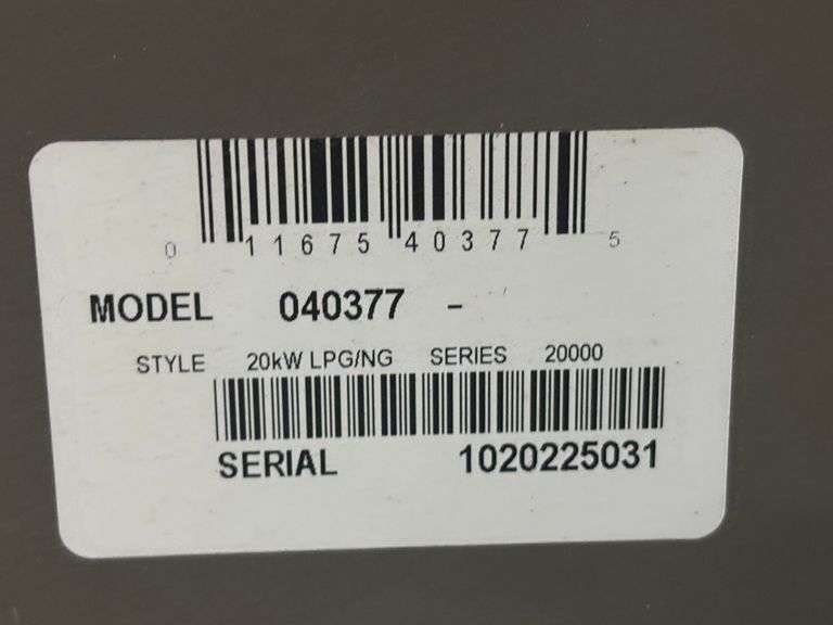 GE GENERATOR MODEL: 040377 - SER:1020225031 - Auctioneer Express