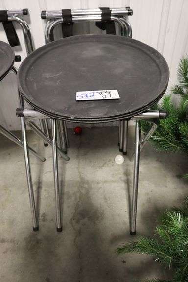 Times 3 - 27" Oval serving trays with chrome tray stands - Backes ...