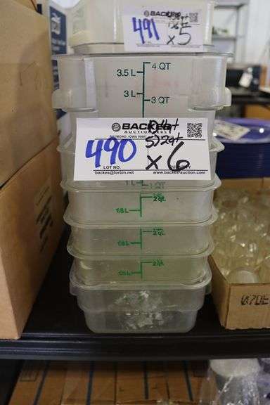 Times 6 - Food storage containers - (5) 2 quart & (1) 4 quart - no lids ...