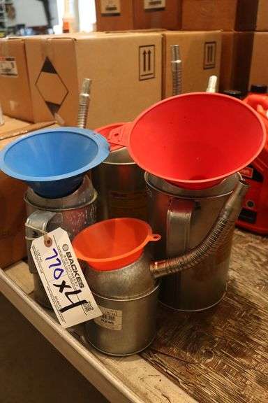 Times 4 - Aluminum oil drain pitchers - Backes Commercial Auctioneers