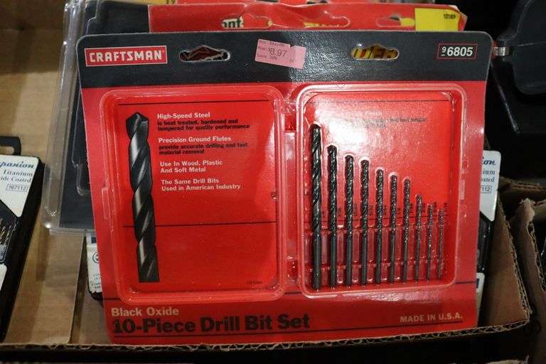 Box flat to go - Assorted drill bit kits - Backes Commercial Auctioneers