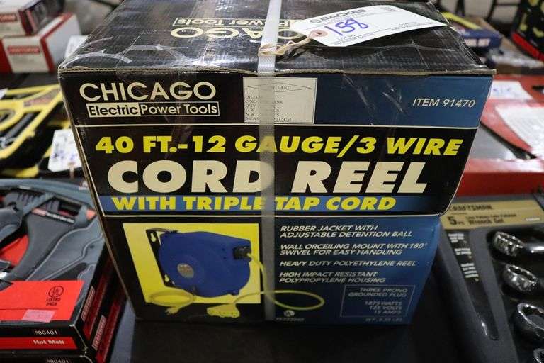 Chicago 40' wall mount cord reel - Backes Commercial Auctioneers