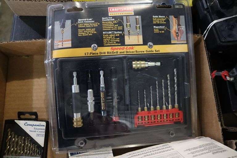 Box flat to go - Assorted drill bit kits - Backes Commercial Auctioneers