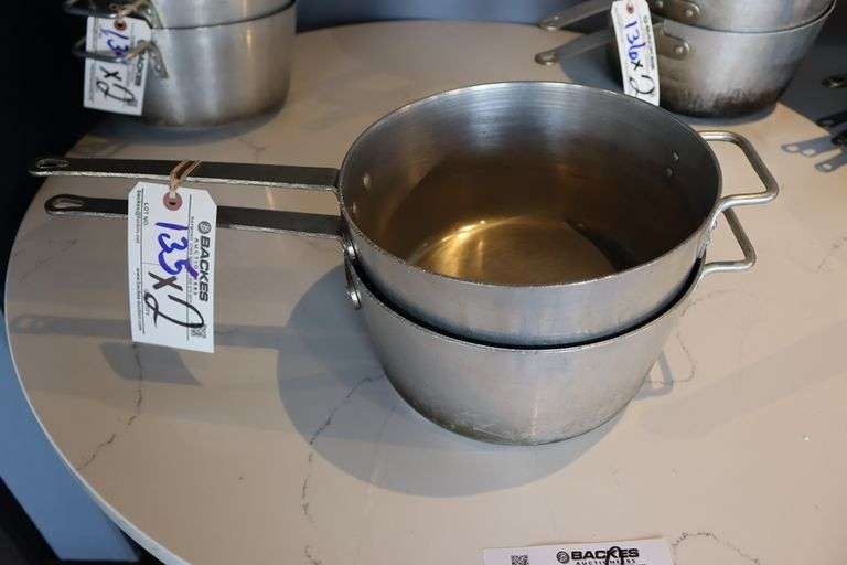 Times 2 - 7 quart sauce pans - no lids - Backes Commercial Auctioneers