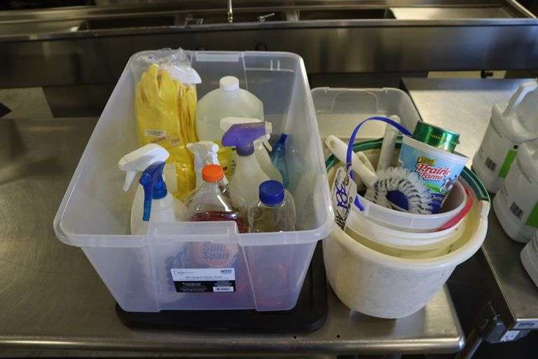 All to go - Cleaning buckets, chemicals, gloves, & more - Backes ...