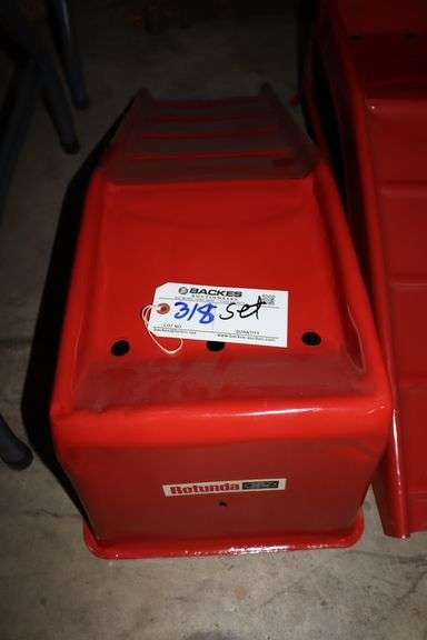 Set of Rotunda Ford 34" red metal car ramps - Backes Commercial Auctioneers