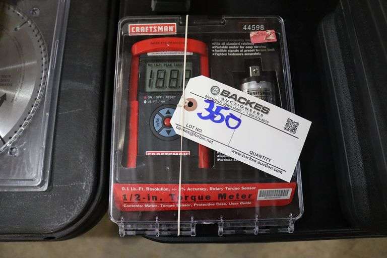 Craftsman 44598 digital 1/2" torque meter - Backes Commercial Auctioneers