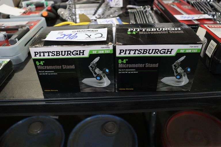 Times 2 - Pittsburgh 0-4" micrometer stands - Backes Commercial Auctioneers