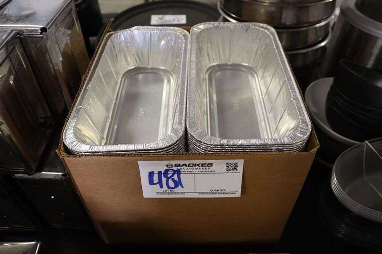 Case of 1/3 x 4" aluminum pans - no lids - Backes Commercial Auctioneers