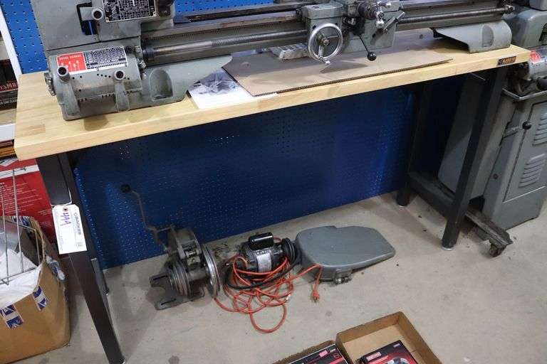 19" x 65" Gladiator metal framed wood top shop table - Backes ...