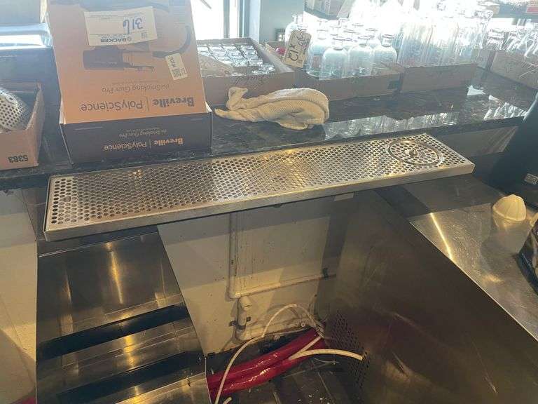 Times 2 - 7" x 36" Stainless drain rail with glass rinse - buyer to ...