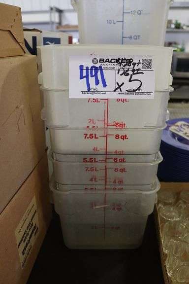 Times 5 - Food storage containers - (4) 8 quart & (1) 6 quart - no lids ...