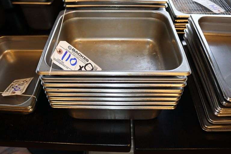 Times 8 - 1/2 x 4" stainless inset pans - no lids - Backes Commercial ...