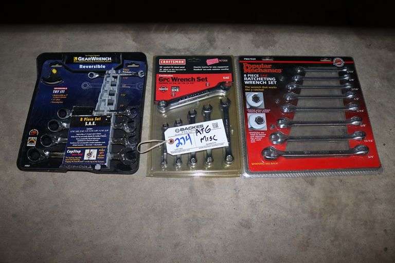 All to go - 3 assorted wrench sets - Backes Commercial Auctioneers