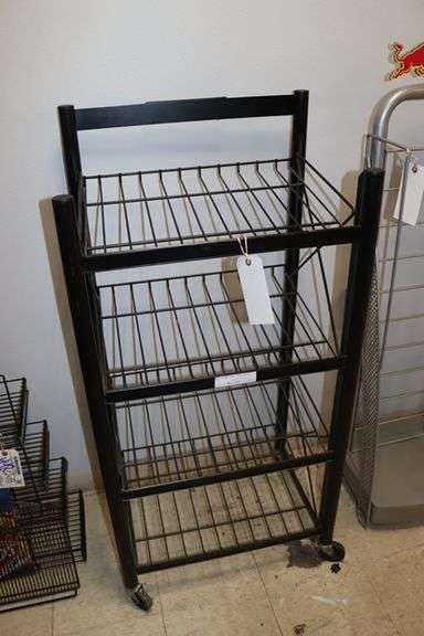 16" x 24" Black metal wire vendor rack - Backes Commercial Auctioneers