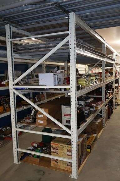 Times 3 - 4' x 8' x 8' Tall pallet racking with wire decking and wood ...