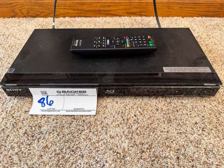 Sony Blu Ray player - Backes Commercial Auctioneers