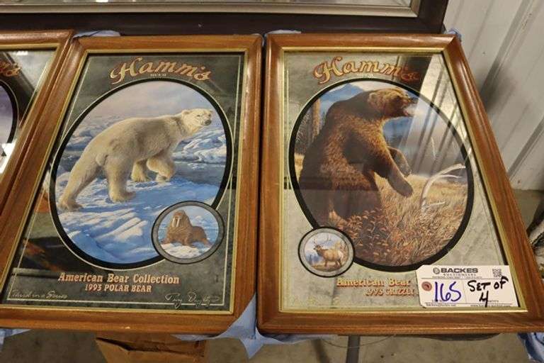 Set of 4 Hamm's collector mirrors - Black bear, Grizzly bear, Polar ...