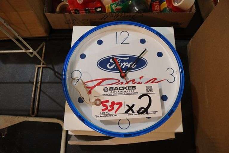 Times 2 - 10' Ford racing wall clocks - Backes Commercial Auctioneers