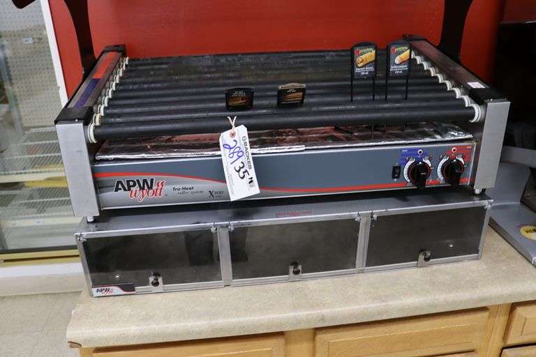 APW Wyott HRS-50S hot dog roller grill with sneeze guard & BC-50 hot ...