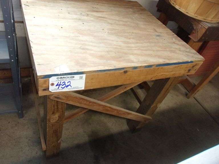35" x 30" x 33"tall wood table - Backes Commercial Auctioneers
