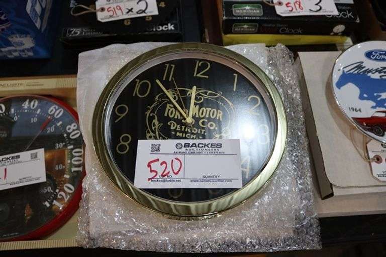 Times 2 - 10" Ford Motor Company golden framed wall clocks - Backes ...
