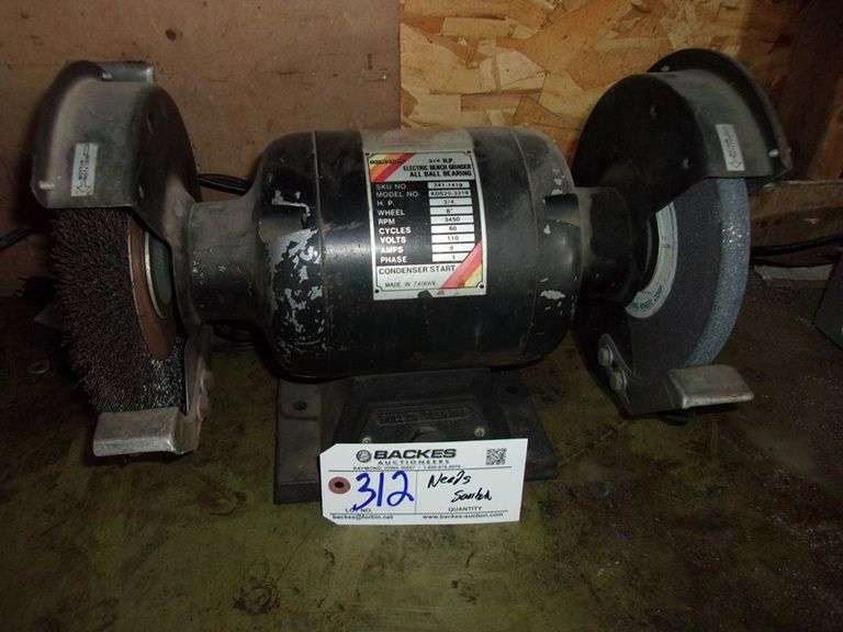 Bench grinder, needs switch - Backes Commercial Auctioneers