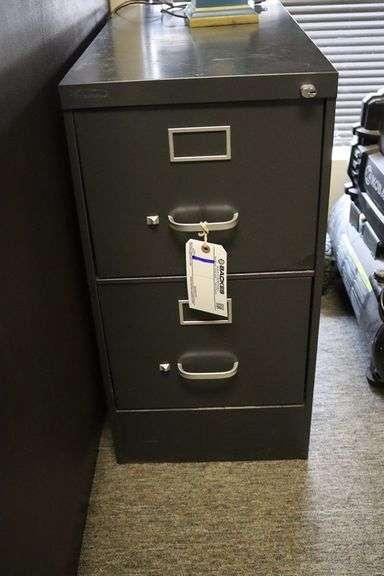 Black 2 drawer metal letter file cabinet - no keys - Backes Commercial ...