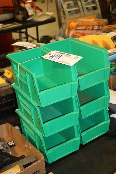 All to go - 6 Green inventory totes - Backes Commercial Auctioneers