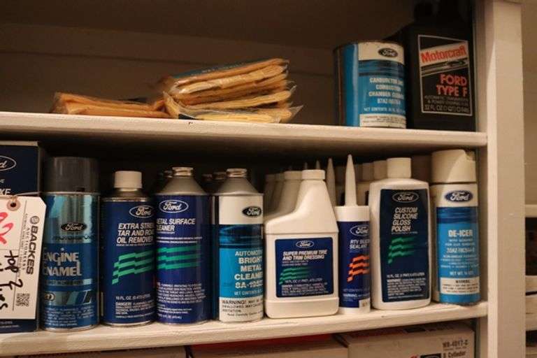 Top 2 shelves to go - Ford hand cleaner, engine enamel, gloss polish ...