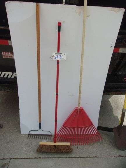 Broom and rakes - Backes Commercial Auctioneers