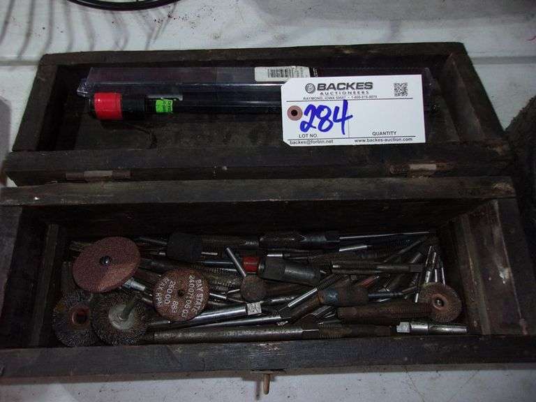 Vintage tool box with taps and more - Backes Commercial Auctioneers