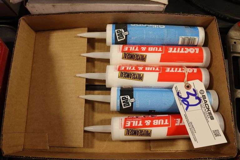 Box flat to go - 5 tubes of tub caulk, tile caulk, & silicone - Backes ...