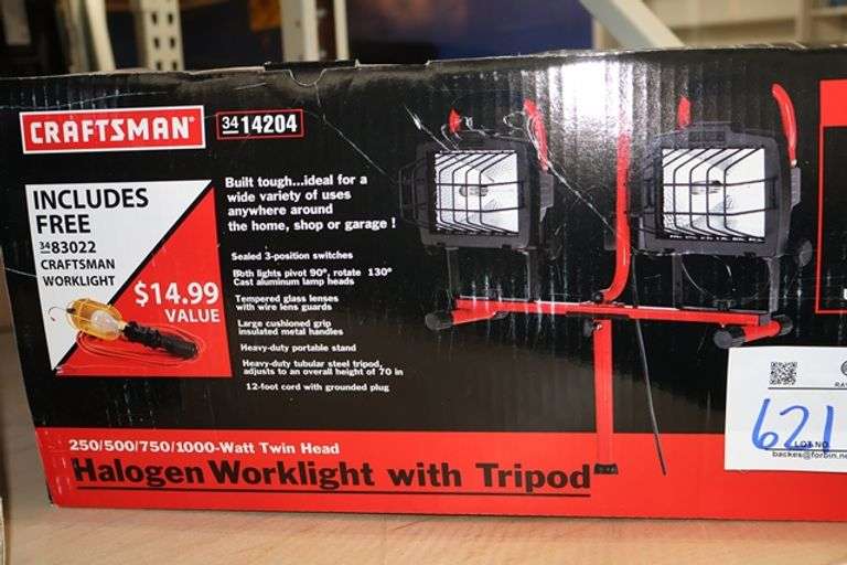 Craftsman 14204 dual head halogen work lights - Backes Commercial Auctioneers