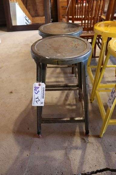 Times 2 - 24" Grey metal stools - Backes Commercial Auctioneers