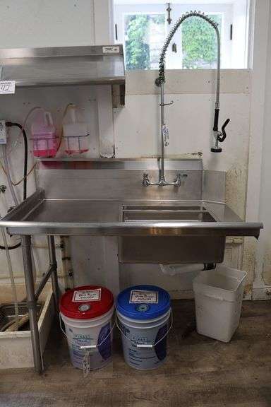 48" stainless left hand soil table with pre rinse - nice - Backes ...