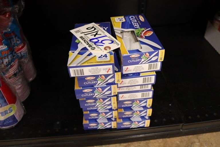 Times 16 - Boxes of Goodco plastic cutlery - Backes Commercial Auctioneers
