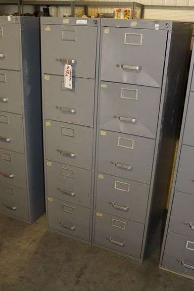 Times 2 - 5 drawer filing cabinets - 2 drawer fronts have damage ...