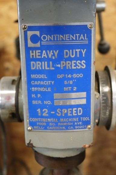 Continental DP14-500 floor mount 12 speed drill press - Backes ...