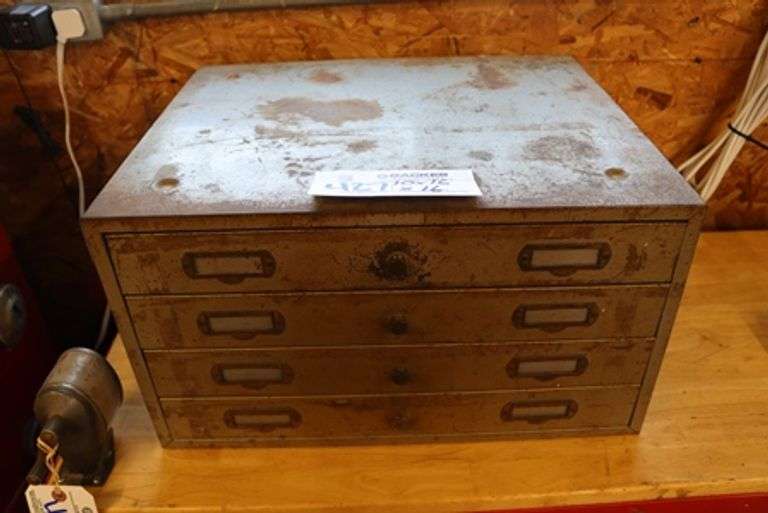 10" x 16" x 16" 4 drawer counter top cabinet with assorted bits ...