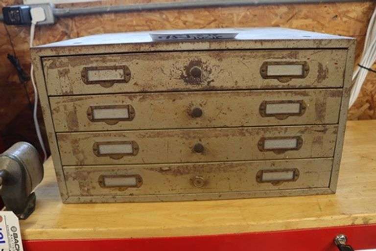 10" x 16" x 16" 4 drawer counter top cabinet with assorted bits ...