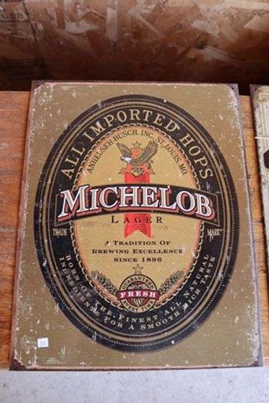 Times 2 - 12" x 16" Jim Beam & Michelob wall tins - Backes Commercial ...