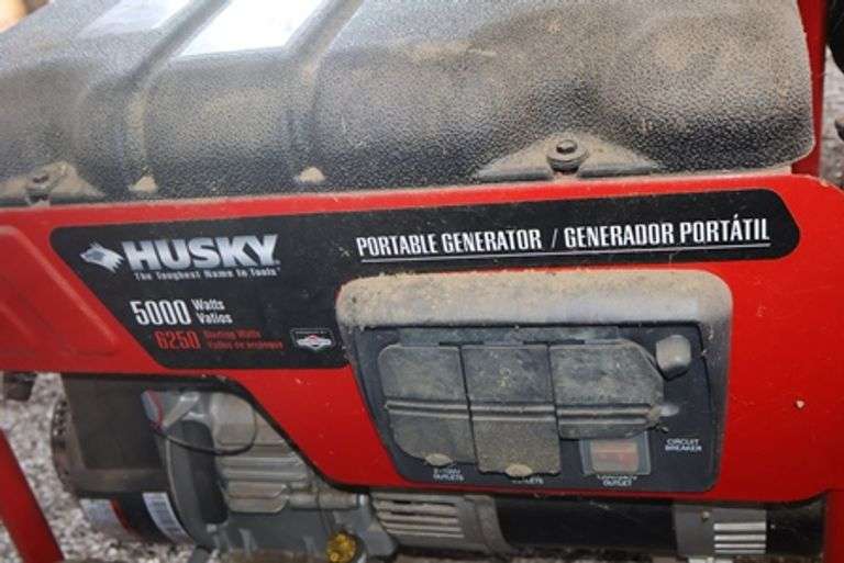 Husky 5000 watt gas generator - Backes Commercial Auctioneers