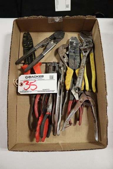 Box flat to go - Channel locks, adjustable wrenches, cutters, wire ...