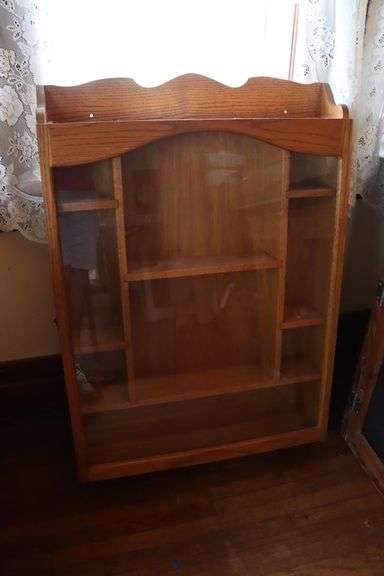 24" x 36" oak shadow box with glass front - Backes Commercial Auctioneers