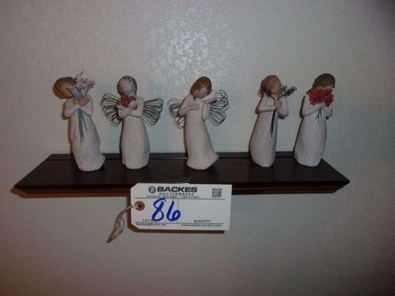 Willow Tree figurines with shelf - Backes Commercial Auctioneers