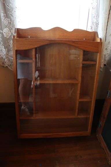 24" x 36" oak shadow box with glass front - Backes Commercial Auctioneers
