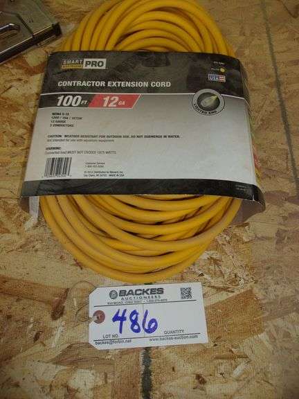 100' 12 gauge drop cord - Backes Commercial Auctioneers